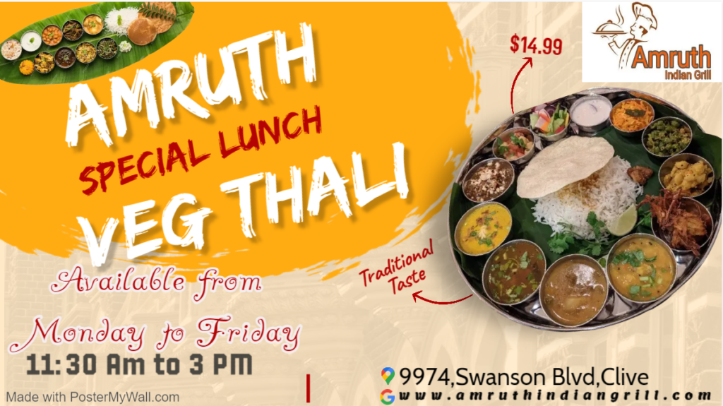 Amruth Special Thali’s - Amruth Indian Grill